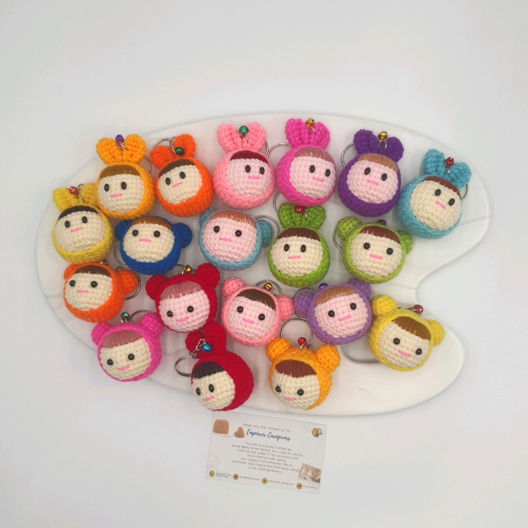 Hand Crocheted Doll Head (Straight-haired) Keyring – Social Gifting ...